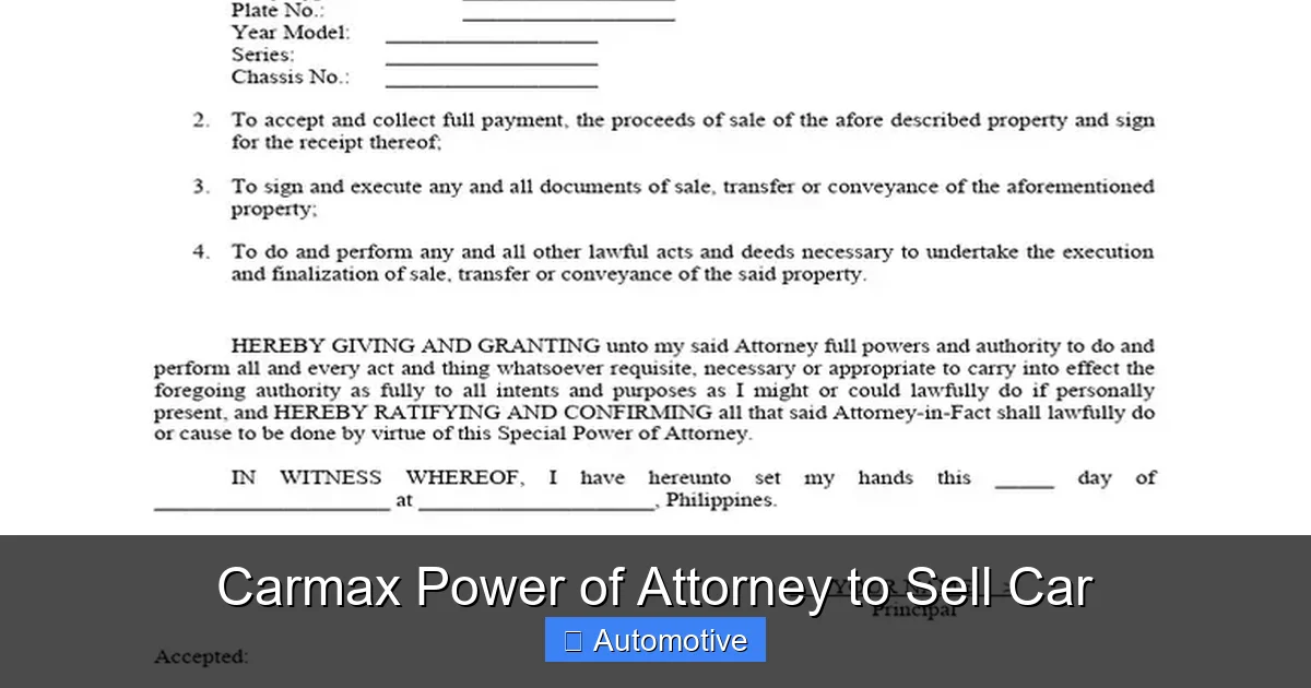 Carmax Power of Attorney to Sell Car