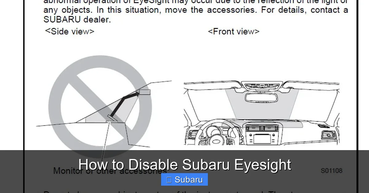 How To Disable Subaru Eyesight