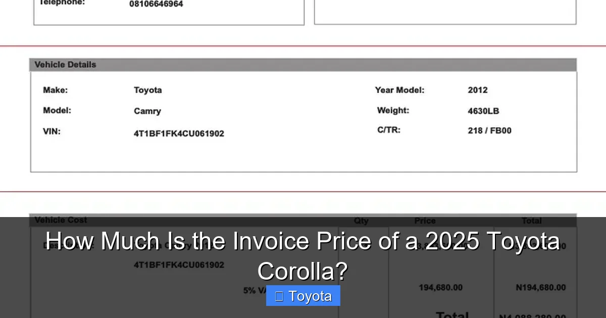 How Much Is the Invoice Price of a 2025 Toyota Corolla?